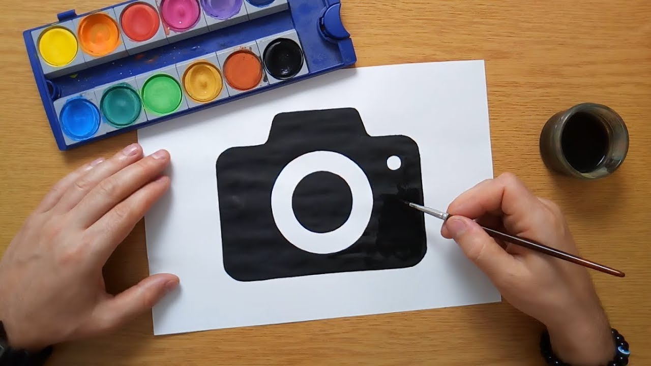 How to draw a camera sign - YouTube
