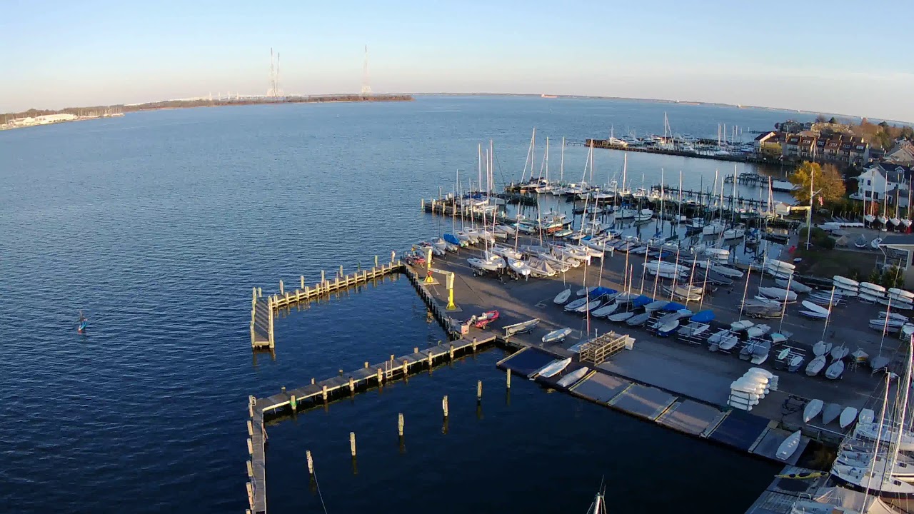 4k Drone Flight over Annapolis City Dock US Naval Academy Eastport ...
