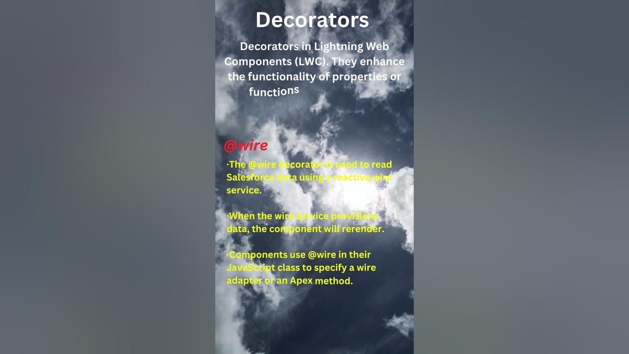 Decorators in Lightning Web Components (LWC) @wire Decorator #salesforce #lwc #shorts - YouTube