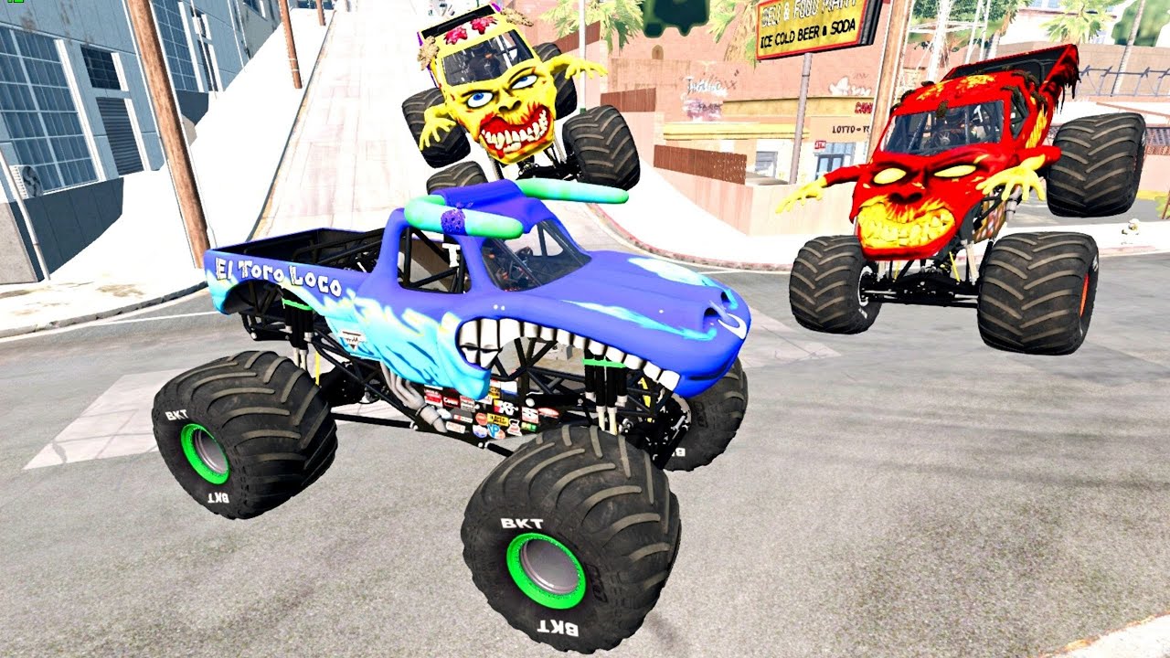 ZOMBIE chase Monster Jam #3 Destruction Beamngdrive - YouTube