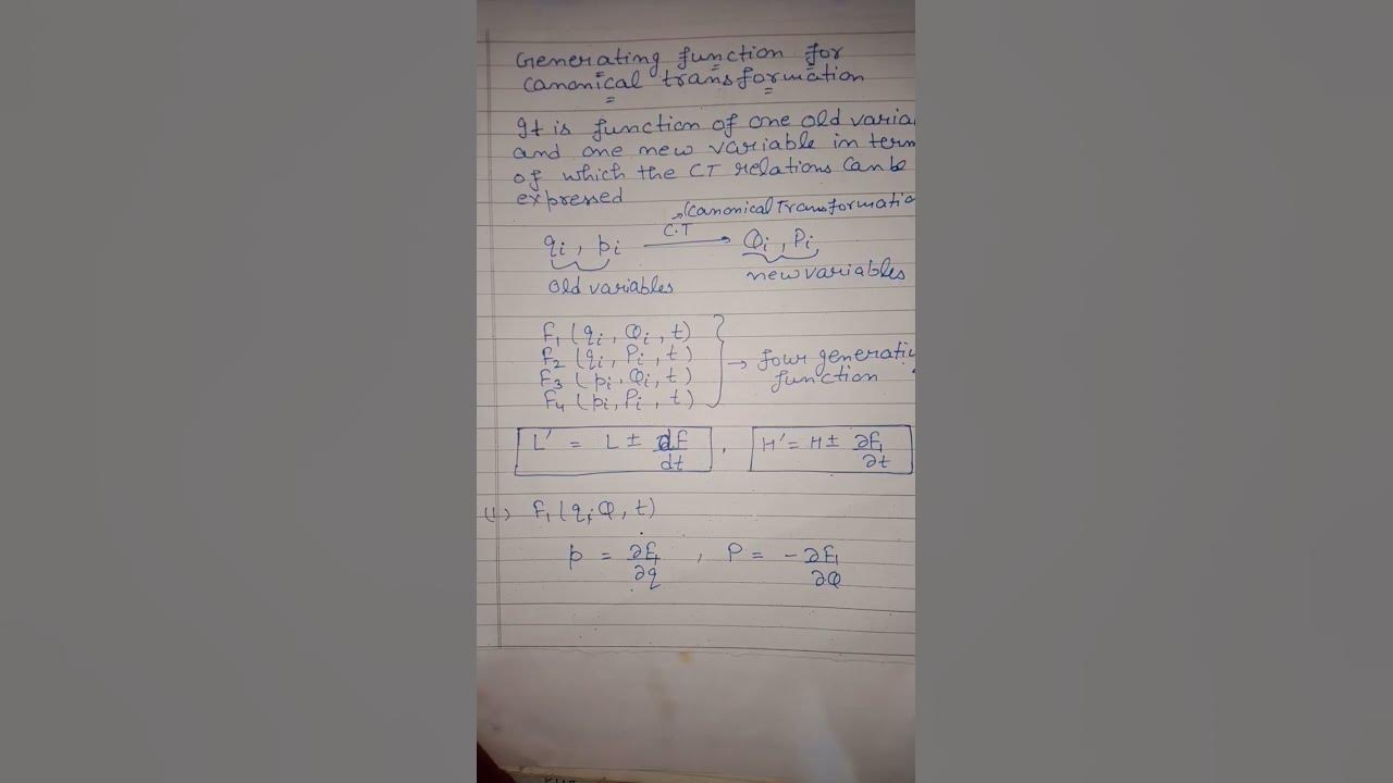 Generating function for Canonical Transformation|| Classical Mechanics #csirnet #shortvideo ...