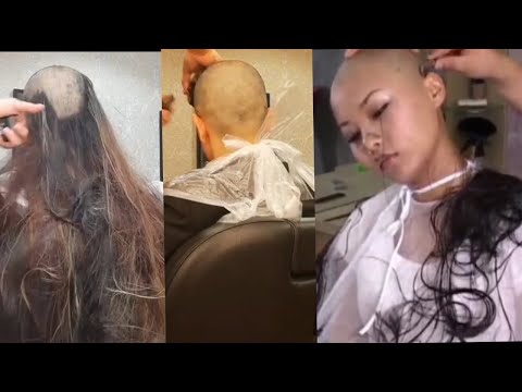 Beautiful girl amazing headshave 2022/ Girl headshave with razor/ Long ...