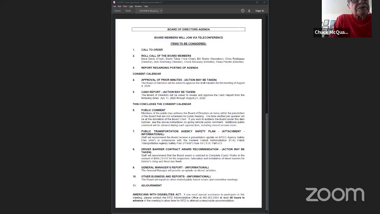 MTD Board of Directors September 1, 2020 @ 8:30AM - YouTube