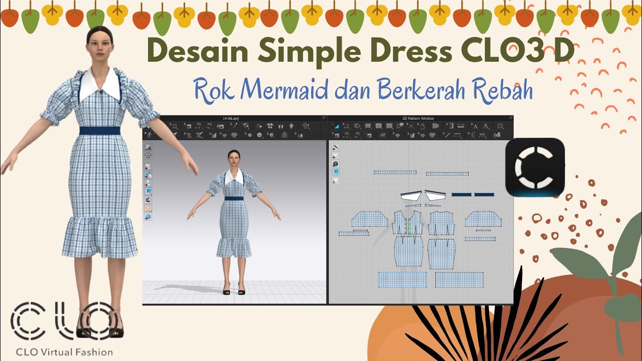 Simple Dress CLO 3D dengan Rok Mermaid dan Krah Rebah - YouTube
