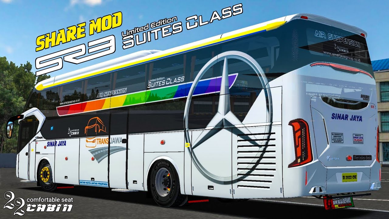 MOD BUSSID TERBARU MOD SR3 MERCY O500R 1836 SPECIAL LIVERY SINAR JAYA ...