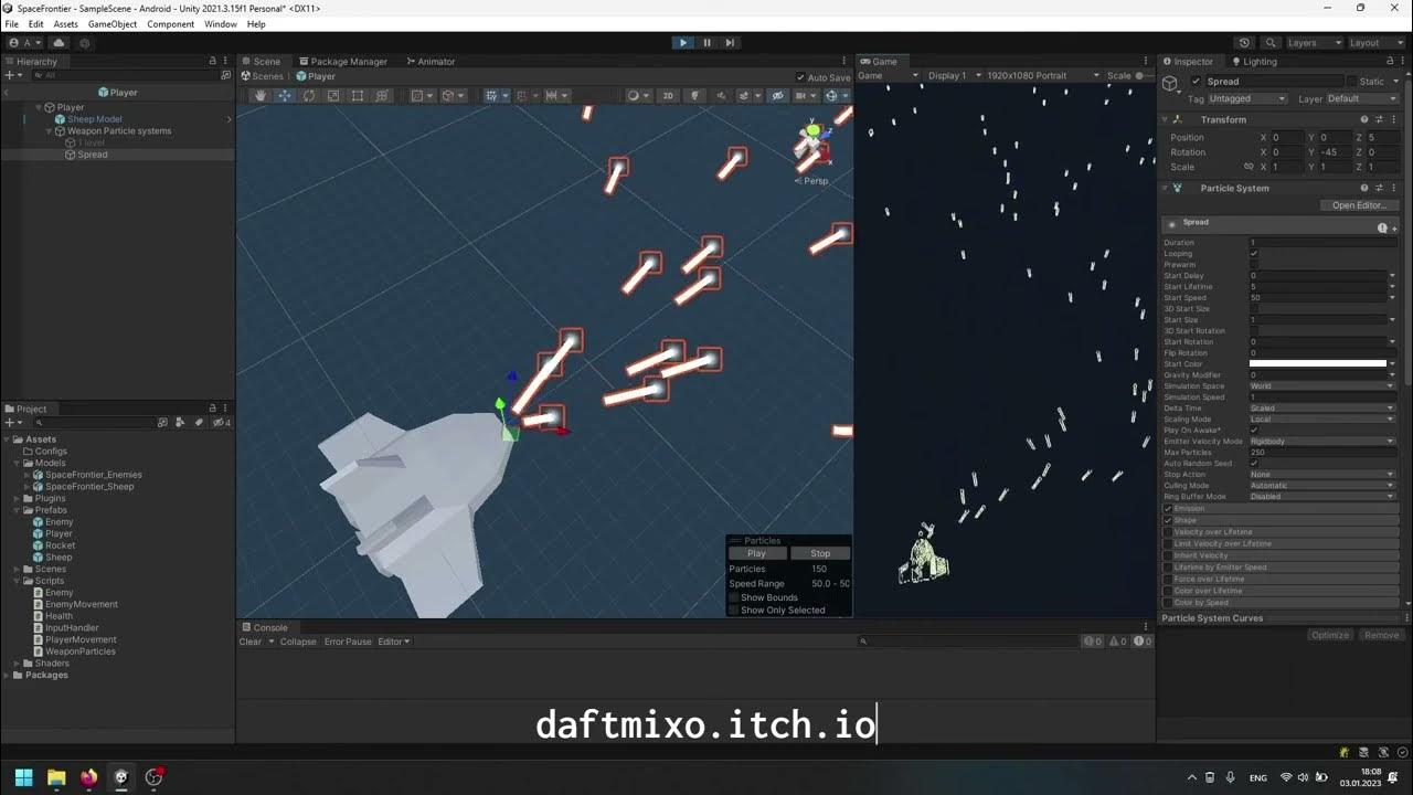 Spreading Weapon On Particlesystem Unity3d Spacefrontier Devlog 1 Youtube