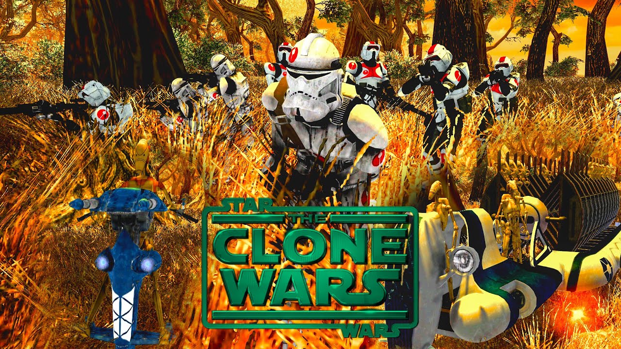 Star Wars The Clone Wars- Epic Forest Battle! - Massive Cinematic Battle | Men of War: Star Wars ...