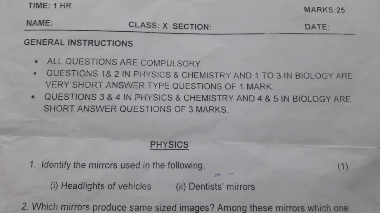 CBSE / CLASS 10 / SCIENCE / PERIODIC TEST 1 / CBSE SYLLABUS 2019- 20 ...