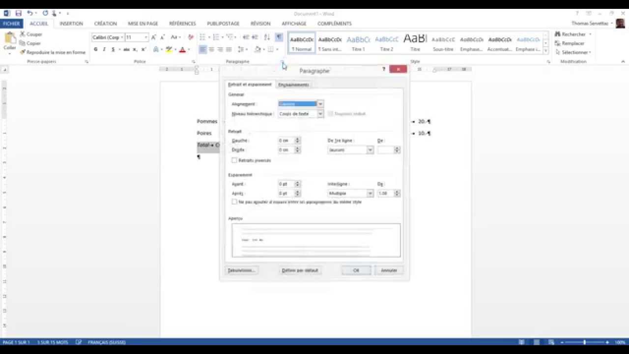 tutoriel Word 2013 #12 Tabulations - YouTube