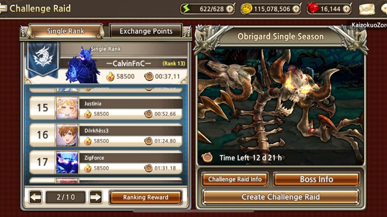 King’s Raid Challenge Raid Solo Obrigard 58k DLK and Laudia Dps - YouTube