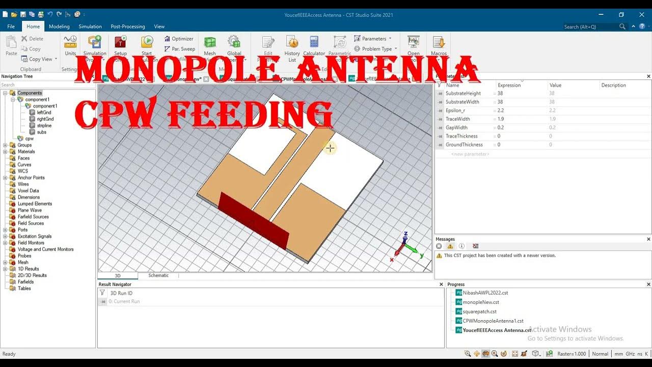 Co-planar wage guide (CPW) feeding structures Practical impedance matching network structure in ...
