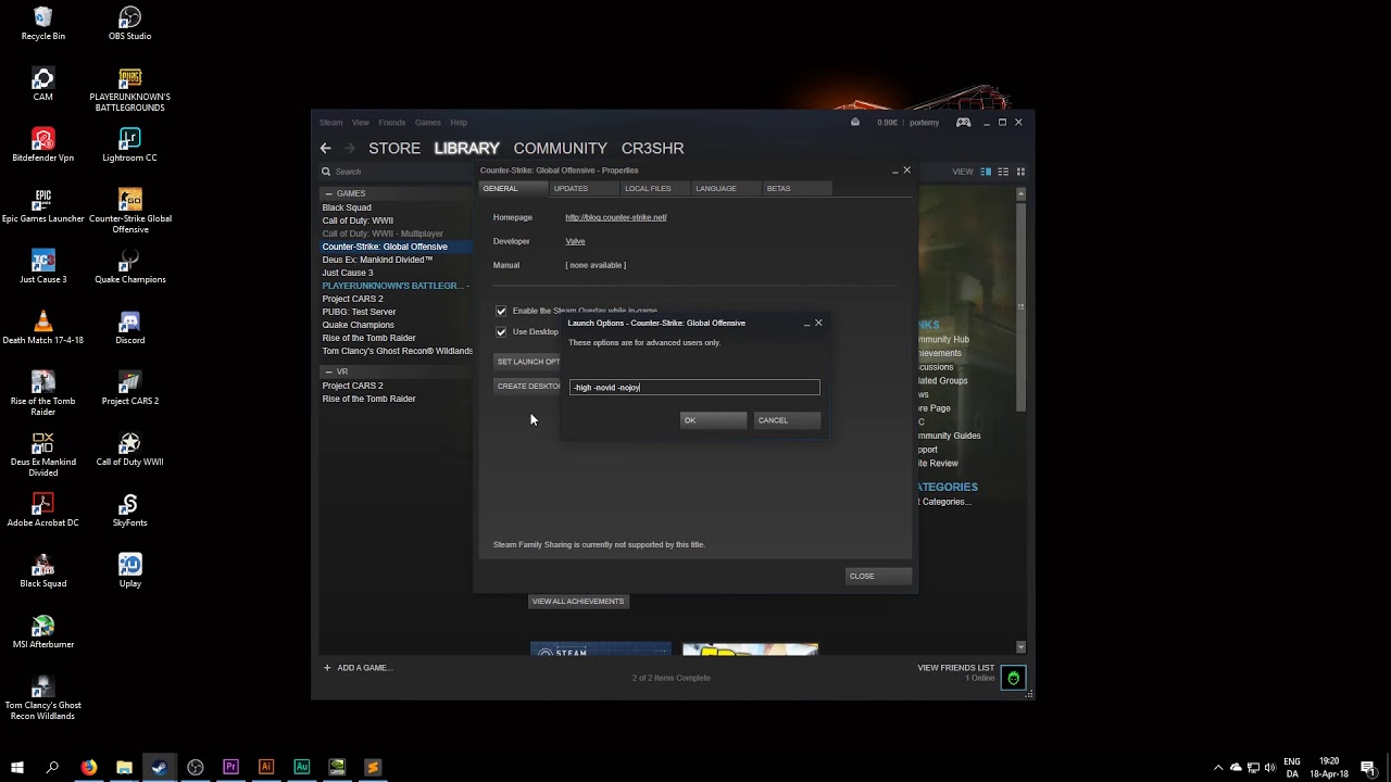CS:GO Steam launch options - YouTube