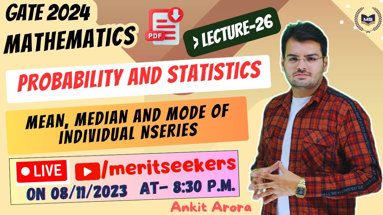LECTURE 26 | MEAN MEDIAN AND MODE OF INDIVIDUAL SERIES | GATE2024 - YouTube