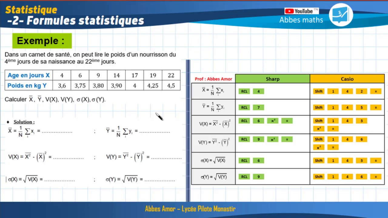 Stat Bac 2 - Formules - YouTube