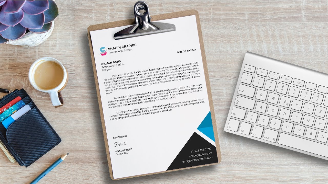 Modern Letterhead Design - Photoshop Tutorial - YouTube