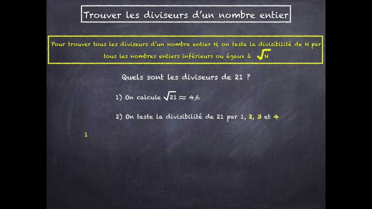 Trouver les diviseurs d'un nombre entier - YouTube