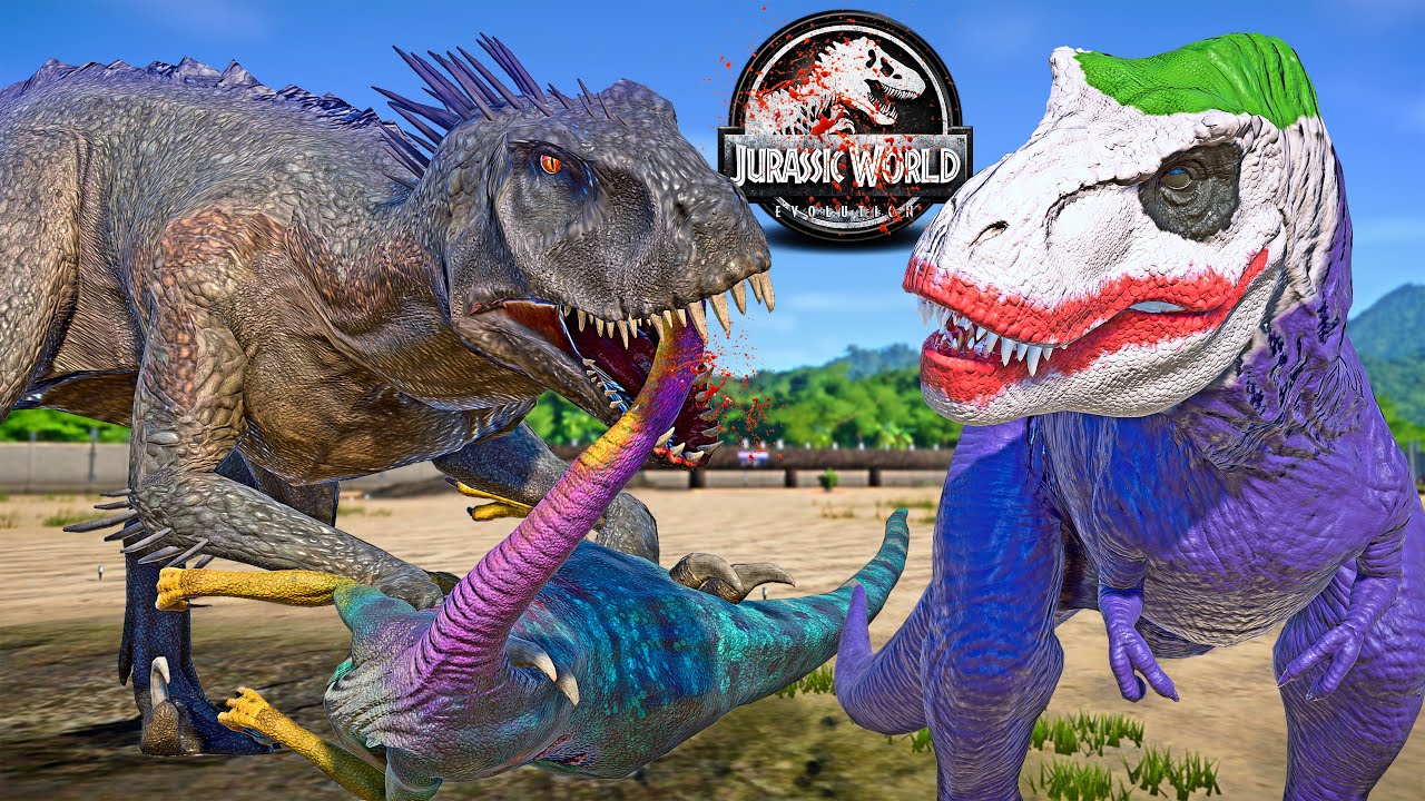Scorpius REX vs JOKER T-REX, I-REX, BATMAN Spinosaurus Dinosaurs Fight ...