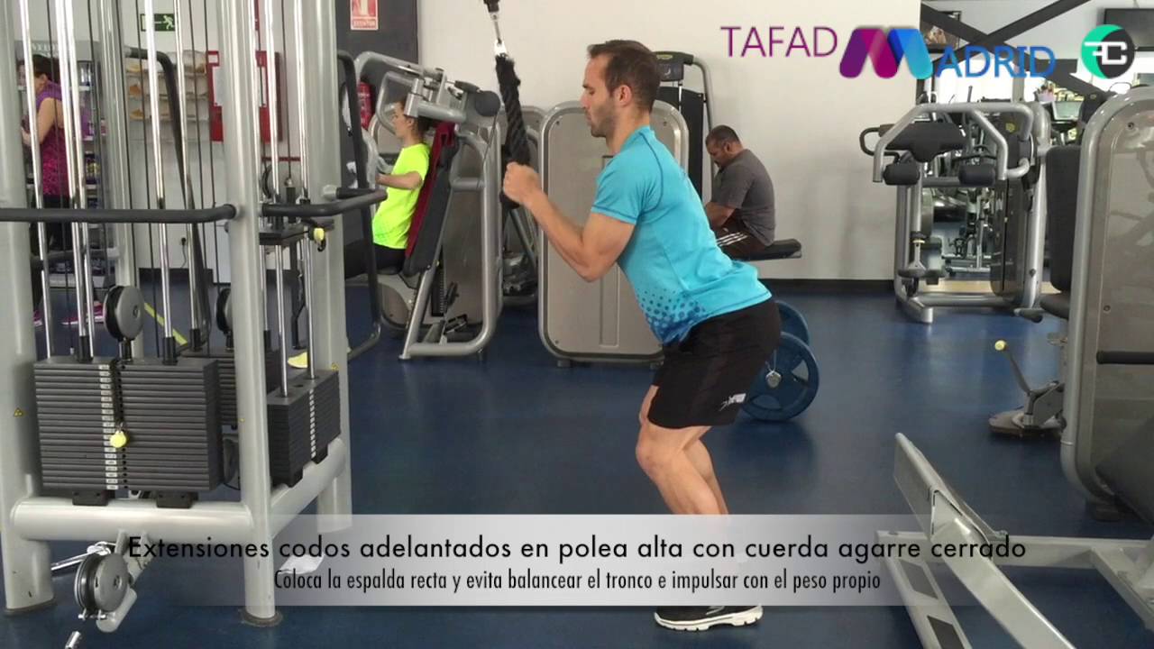 Tr725 Extensiones codos adelantados en polea alta con cuerda agarre ...