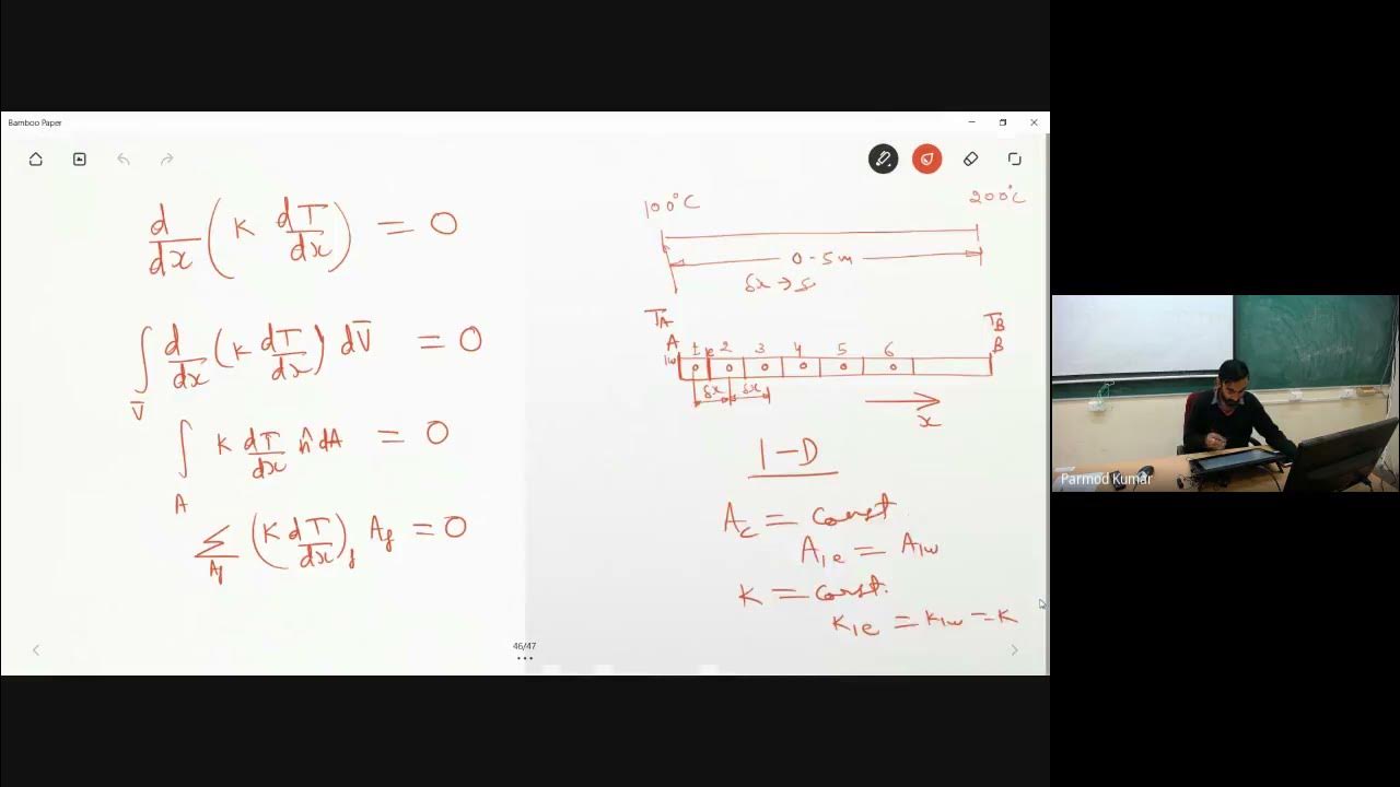 FVM Discretization of 2-D Diffusion Equation and 1-D Convection Diffusion Equation - YouTube