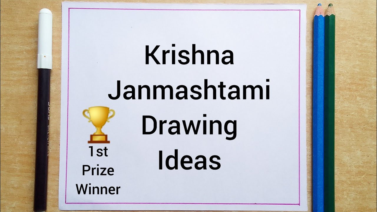 Krishna Janmashtami Drawing || Happy Krishna Janmashtami Poster Drawing ...