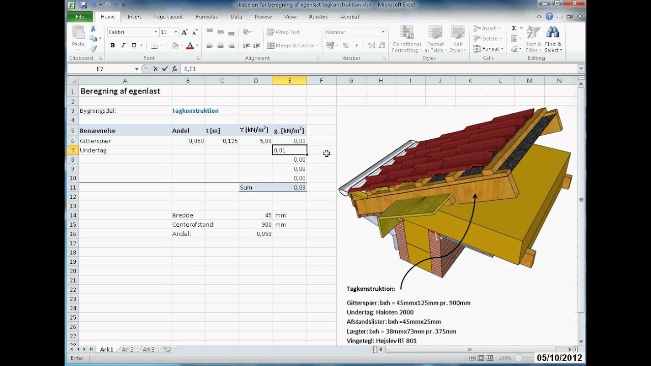Lektion 05: Egenlast - tagkonstruktion - YouTube