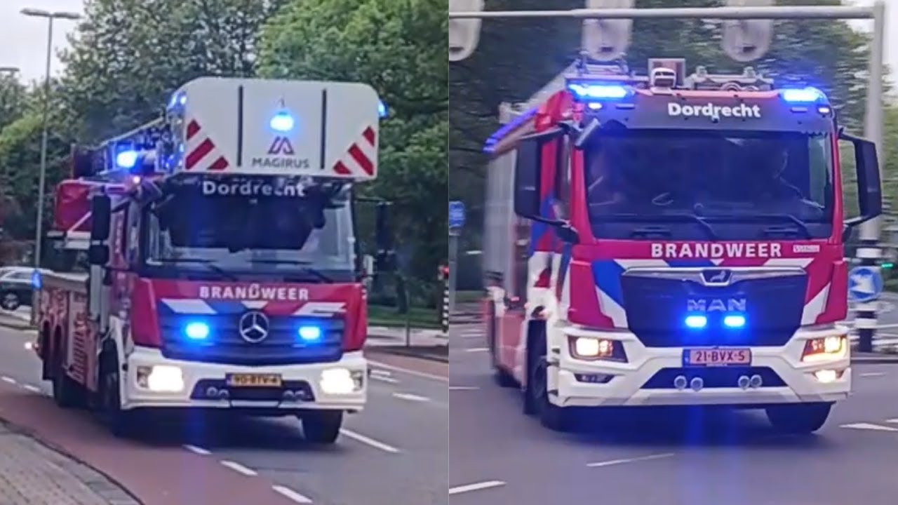 brandweer Dordrecht met spoed naar een afhijsing/ AED inzet in de ...