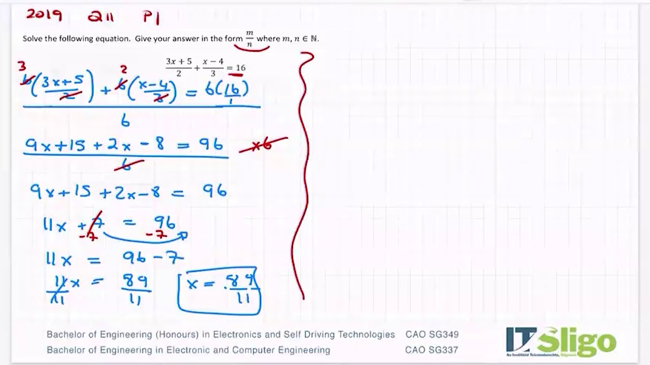 Algebra 2019 Q11 Paper 1 Junior Cert Higher Level Maths - YouTube