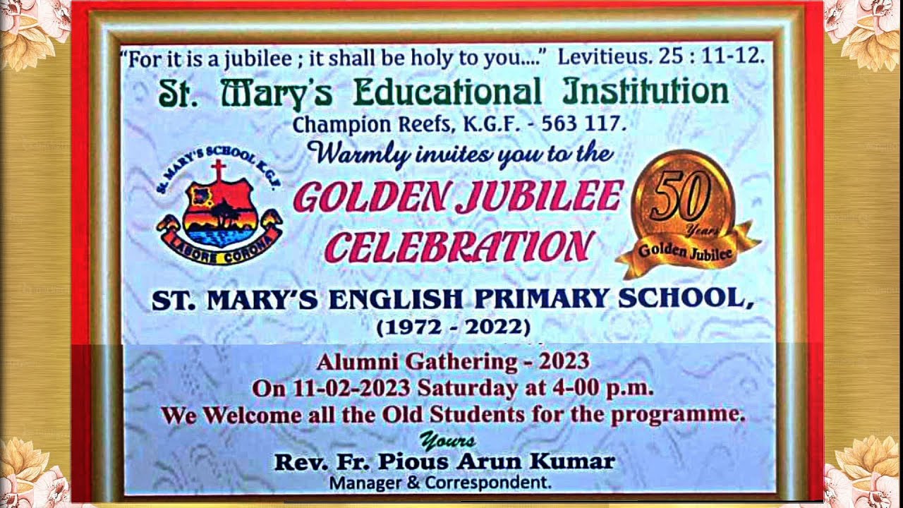 11-02-2023, 50yrs Golden Alumni Gathering of St. Mary’s Educational ...