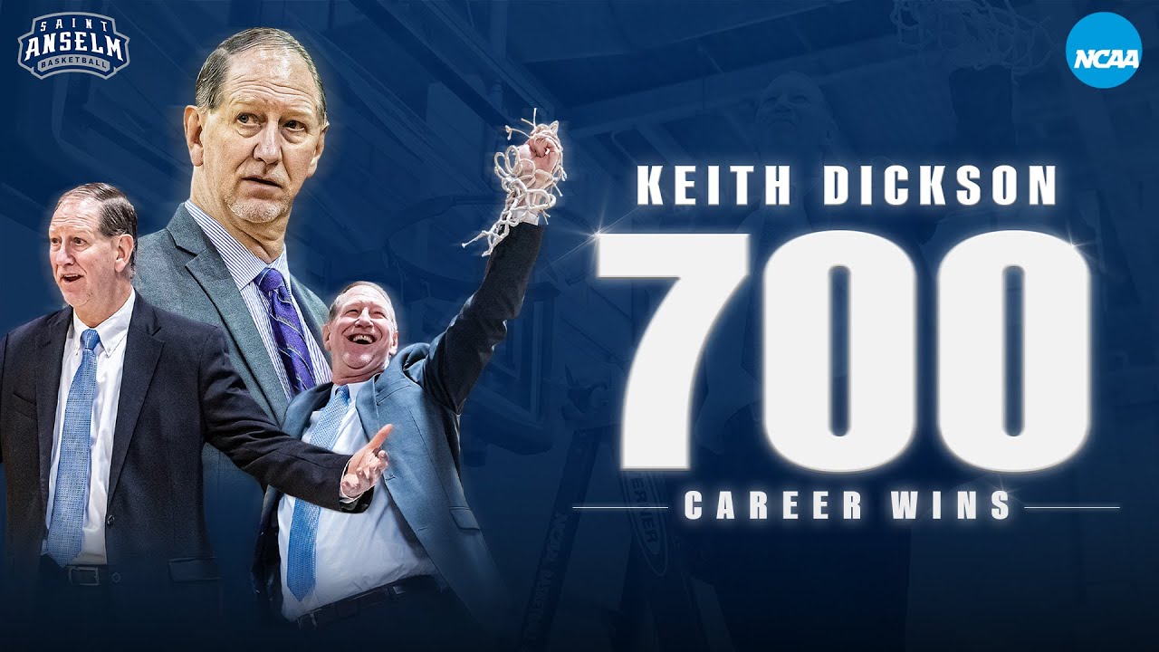 Keith Dickson reaches 700 career victories at Saint Anselm - YouTube