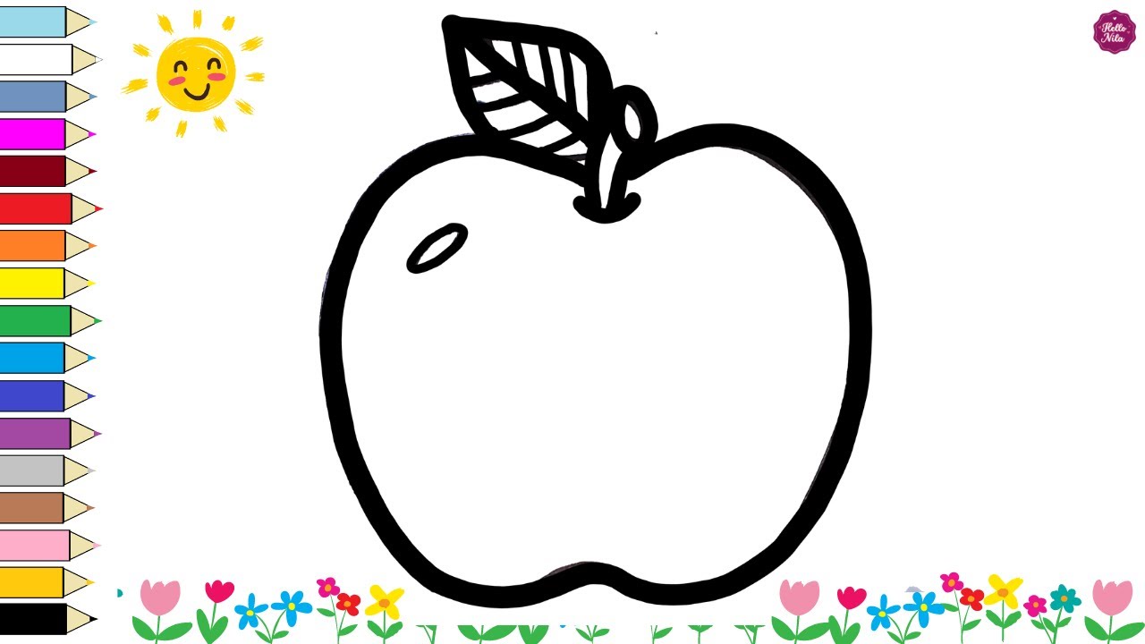 Apple Drawing, Painting and coloring for kids |Draw, Paint and Learn ...