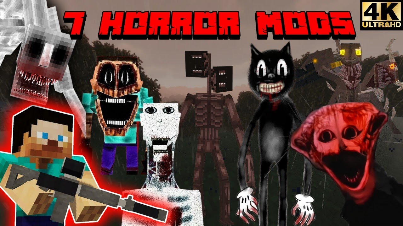 Fighting 7 Horror Addons In Minecraft - YouTube