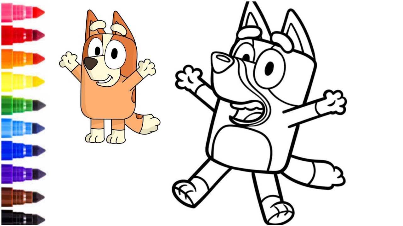draw a cute bluey drawing, painting & coloring for kids and toddlers # ...
