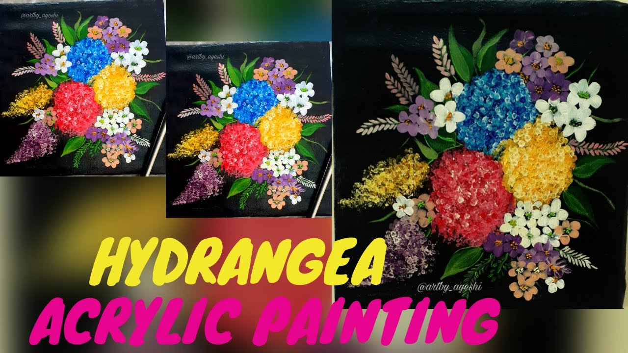 Hydrangea Acrylic Painting Technique With Bubble Wrap Easy Hydrangea ...