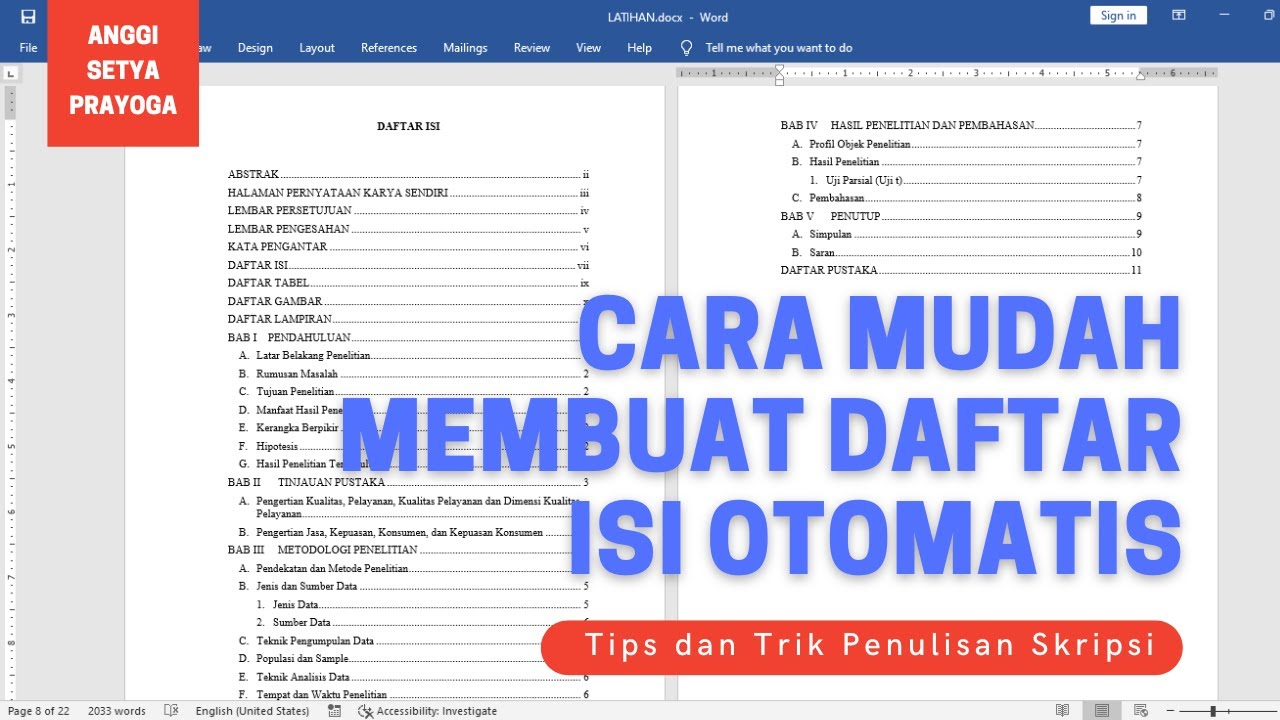Cara Mudah Membuat Daftar Isi Otomatis di Microsoft Word | Tips dan ...