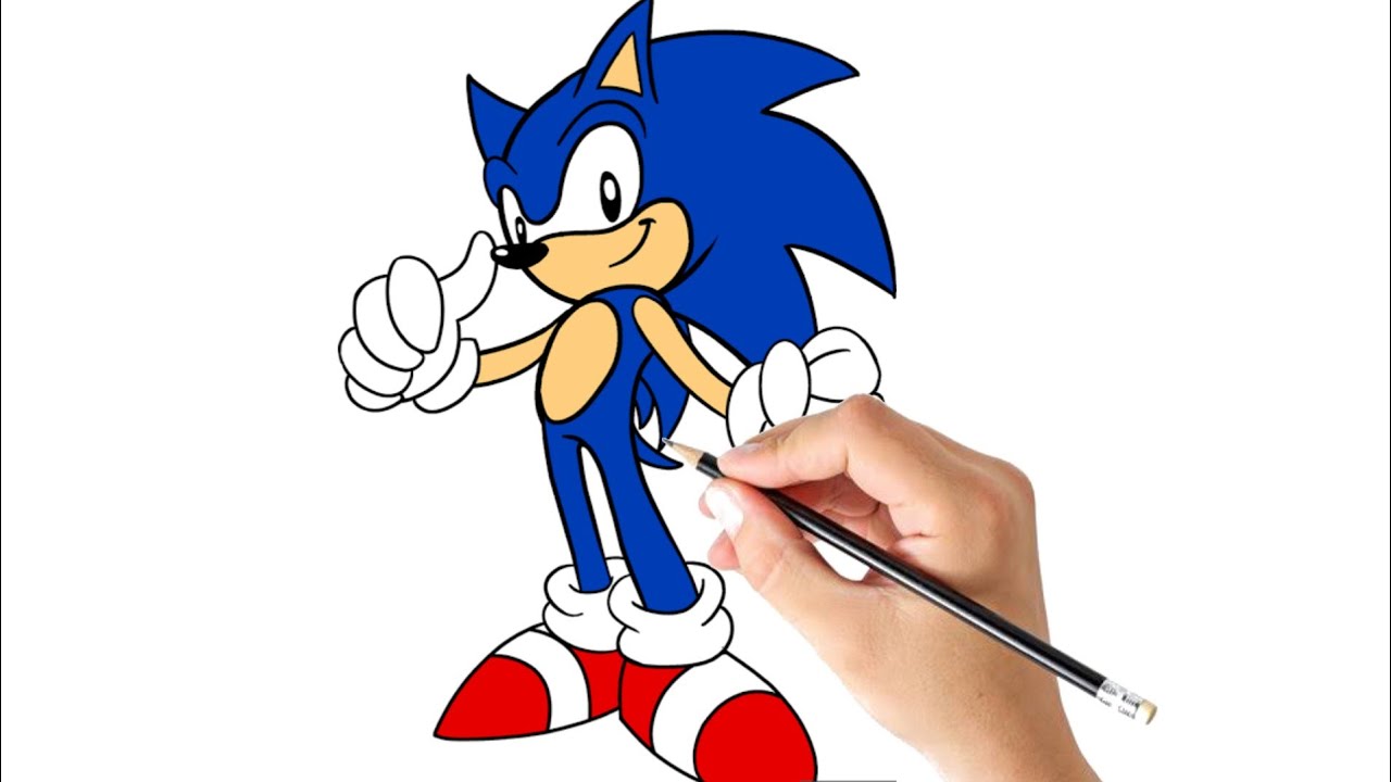 How to draw Super Sonic /Easy cartoon characters drawing /sonic drawing ...