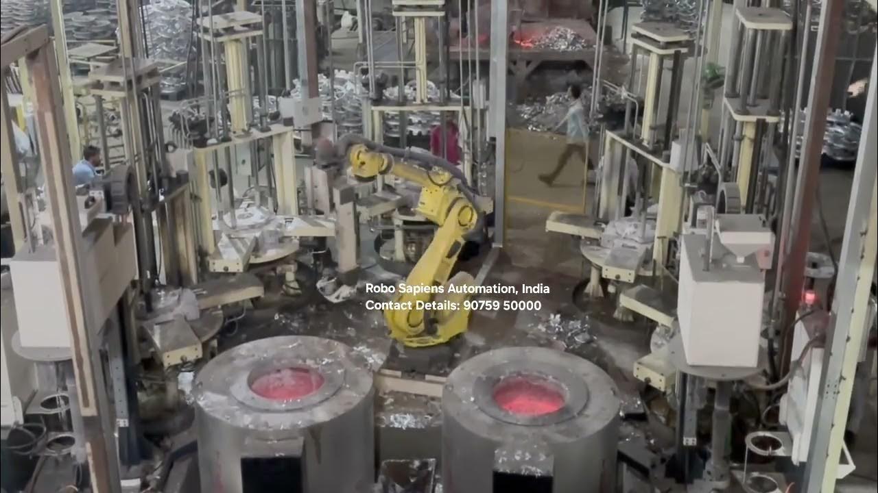 Robotic Aluminium Molten Metal Pouring in GDC Machine By Robo Sapiens Automation - YouTube