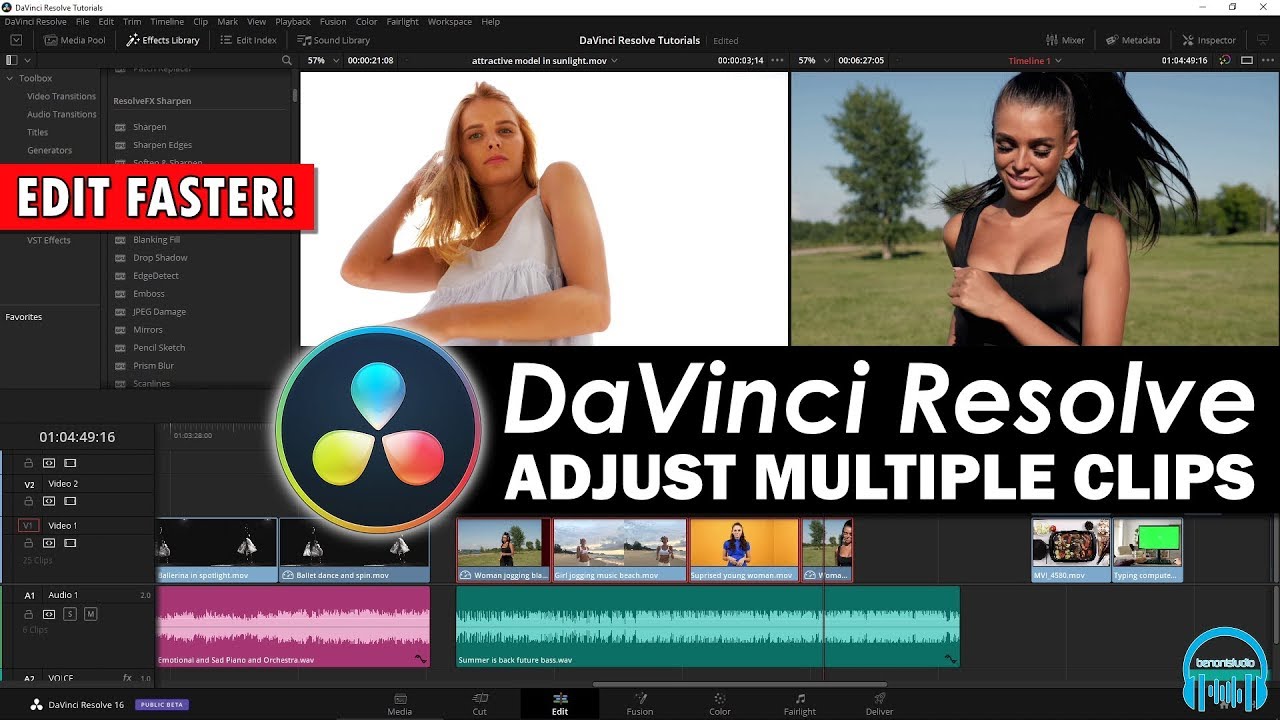 DaVinci Resolve Adjust Multiple Clips At The Same Time EDIT FASTER DaVinci Resolve Adjust Multiple Clips At The Same Time EDIT FASTER