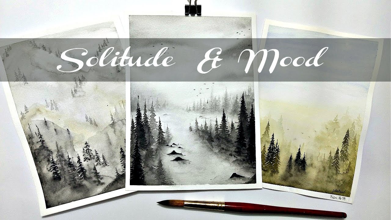Step by step watercolor painting morning fog on lake | Watercolor MISTY ...