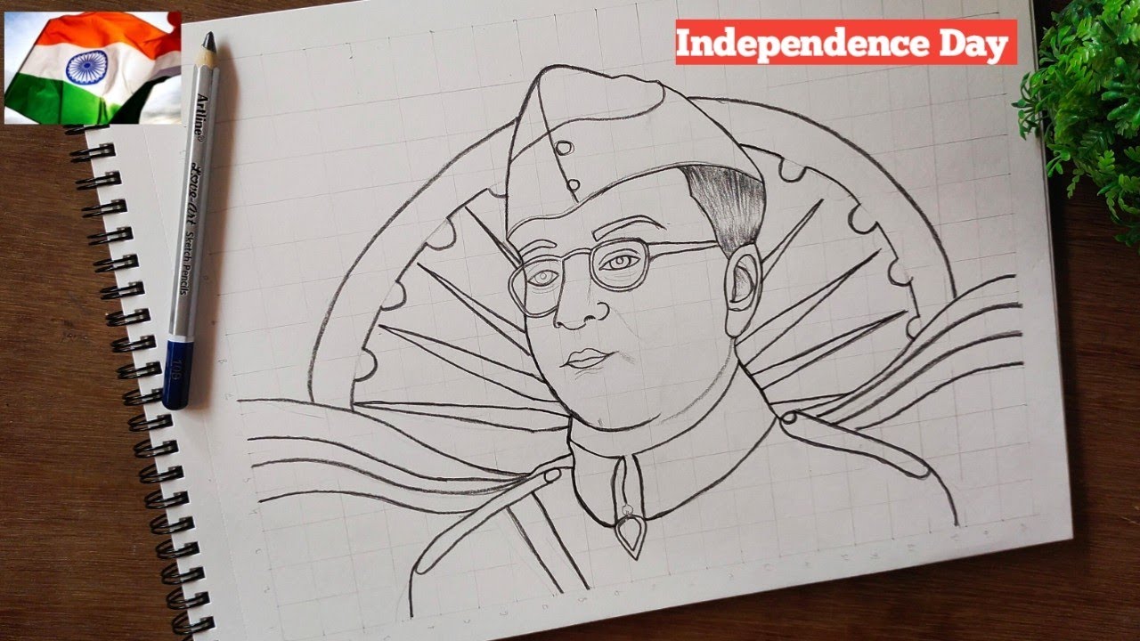 Independence Day Drawing || Netaji Subhash Chandra Bose Outline Drawing ...