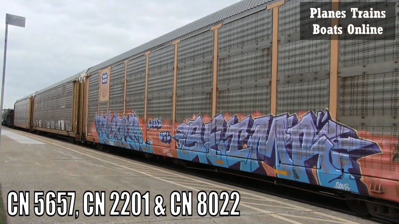 CN 5657, CN 2201 & CN 8022 Locomotives Manifest Train Strathroy Sub ...