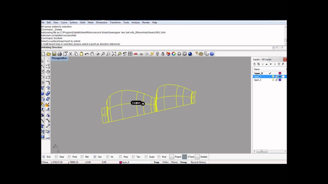 Rhino unfold double-curvatured multi-face surfaces into a single ...