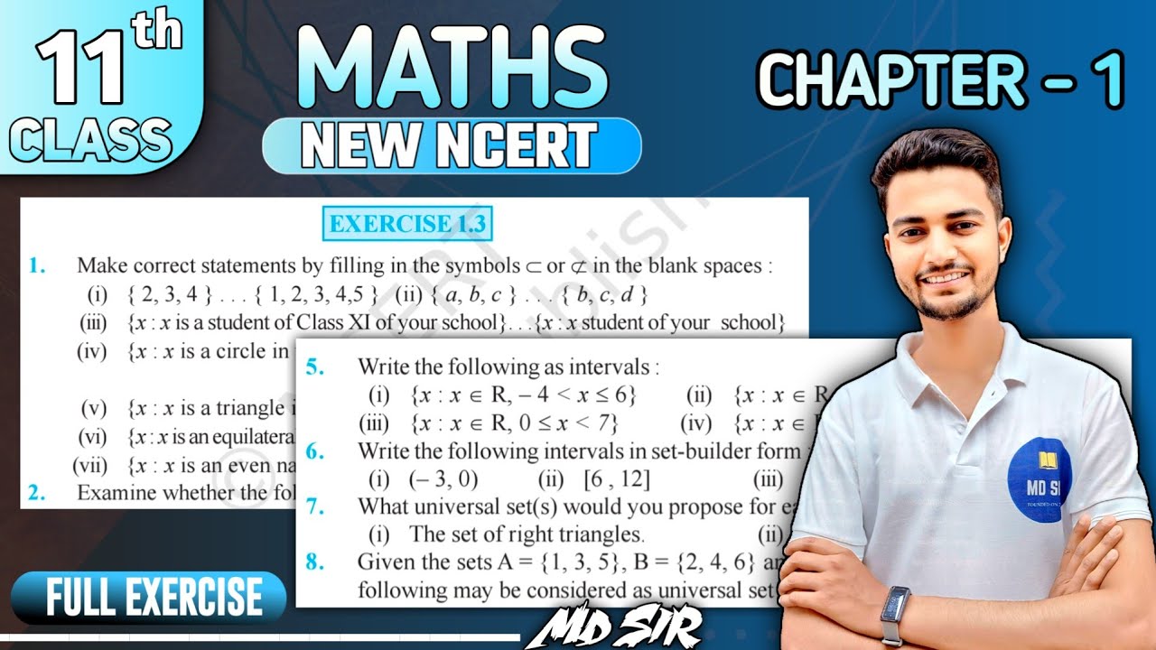 Class 11 Maths Chapter 1 || Sets Solutions || Exercise 1.3 || Md Sir ...