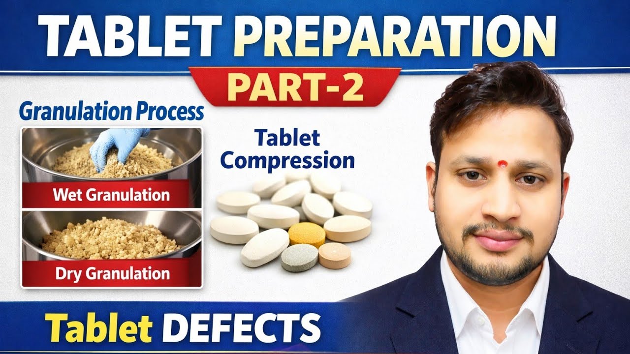 Tablet Preparation part 2 Granulation Method, Compression Process - YouTube