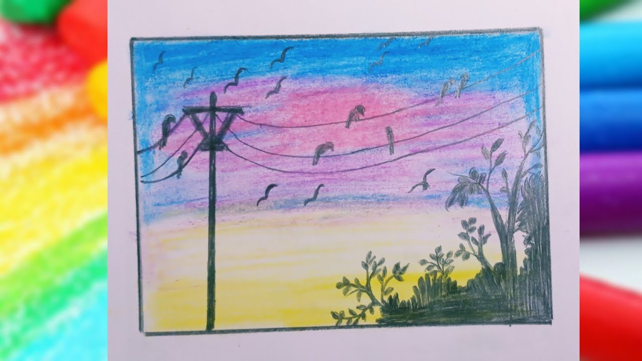 How to Draw Beautiful Scenery by oilpastel - YouTube