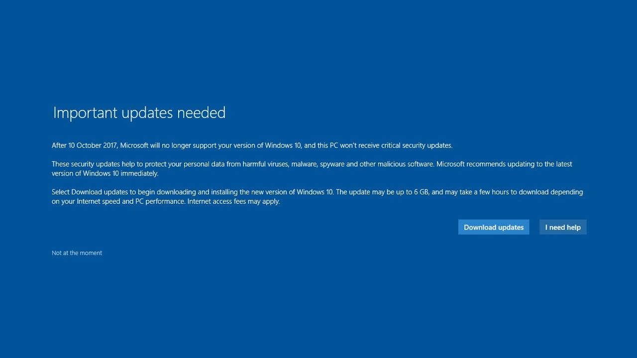 Every Windows End of Support message - YouTube