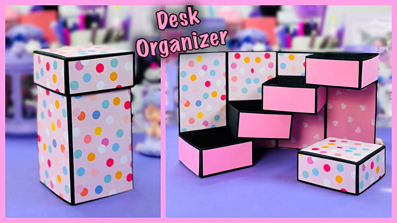 DIY DESK ORGANIZER - BOX TOWER - PAPER CRAFTS - YouTube