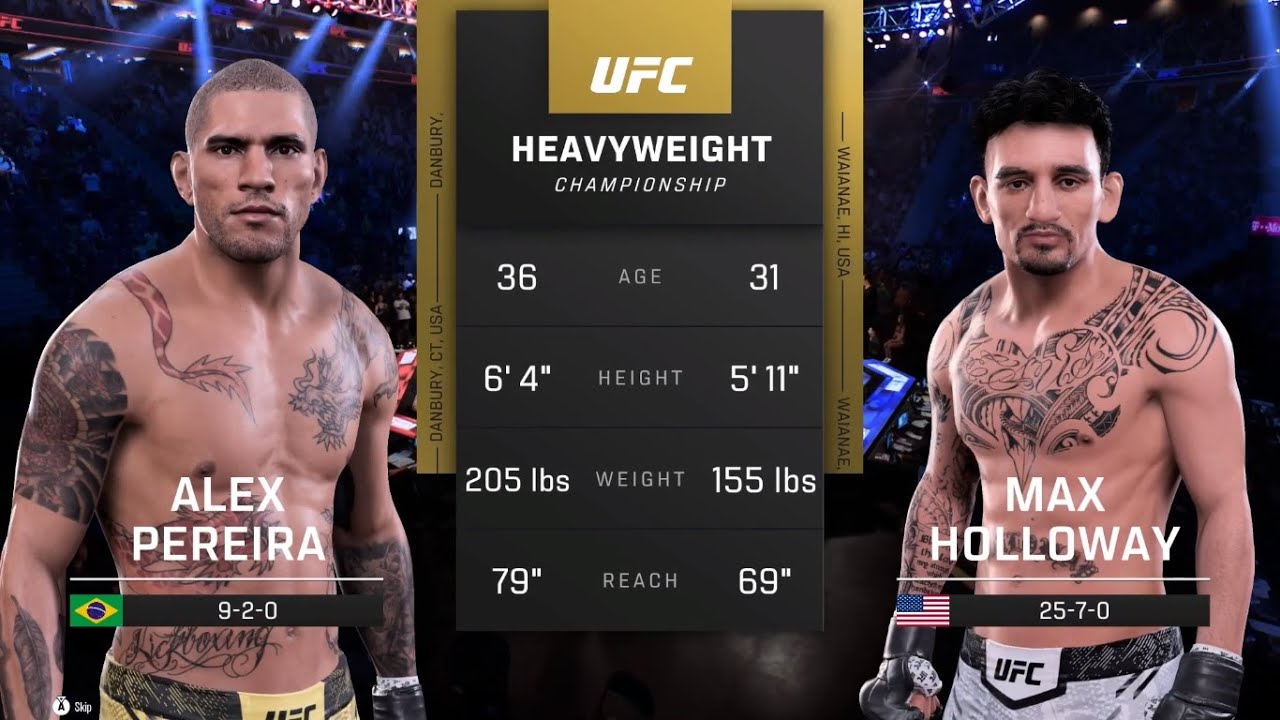 Alex Pereira vs Max Holloway FULL FIGHT | UFC 5 AI Simulation - YouTube