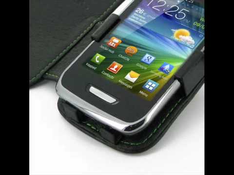 PDair Leather Case for Samsung Wave Y GT-S5380 - Book Type (Black/Green Stitchings)
