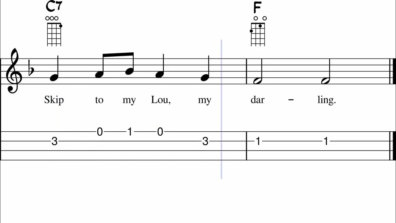 Skip To My Lou - Ukulele Sheet Music + Tabs + Chords + Lyrics - YouTube