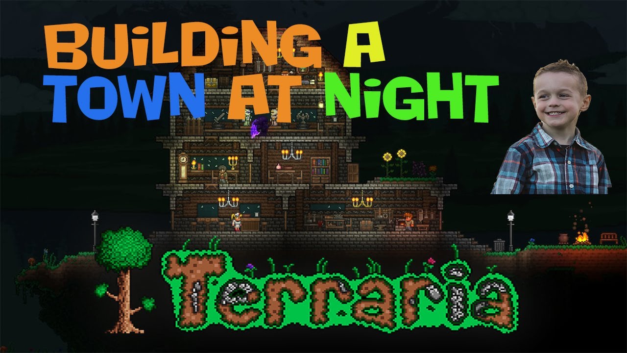 Building a Town at Night in TERRARIA | Eli Plays Terraria - YouTube